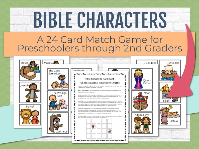 Bible Characters Matching Game for Kids Preschool Bible Study, People ...