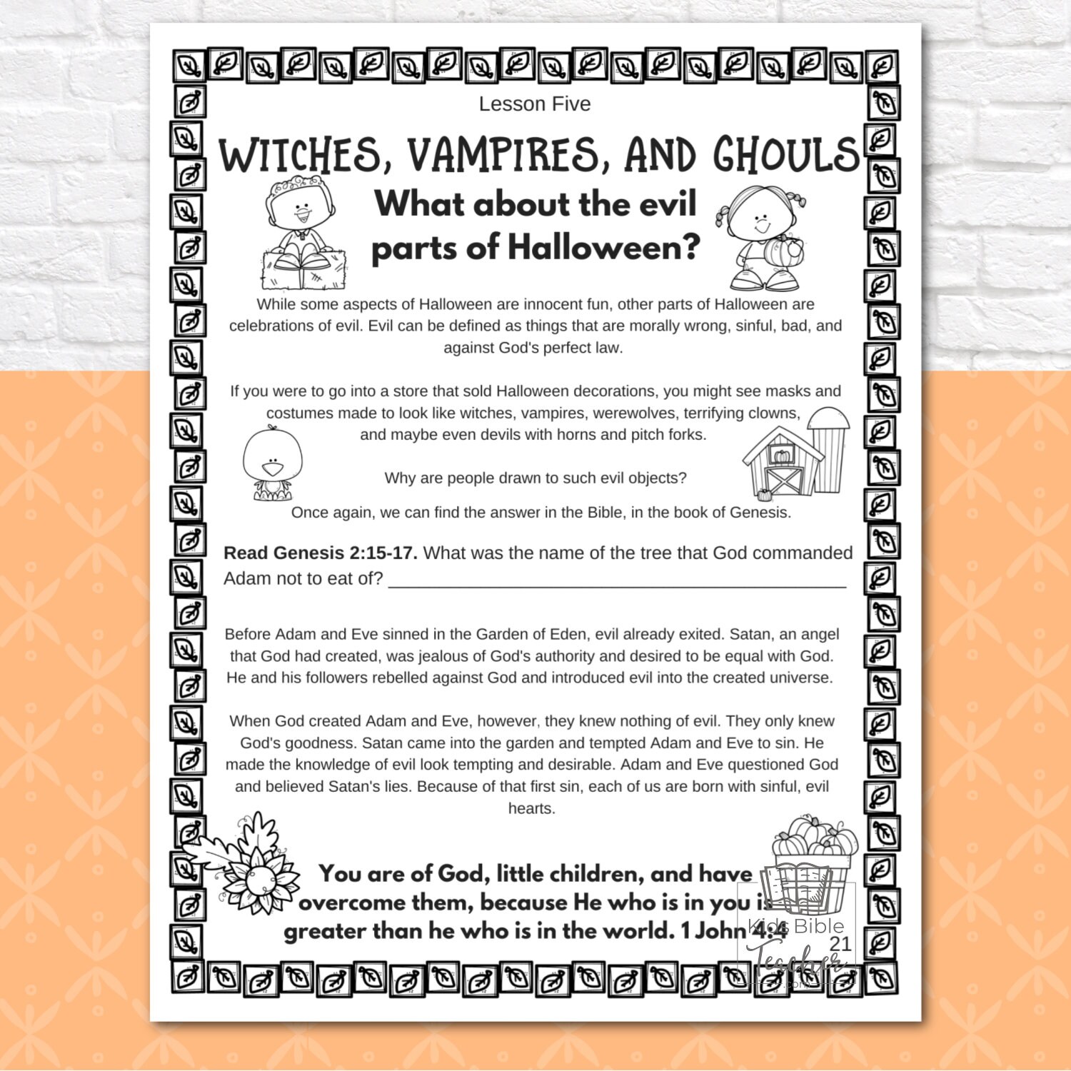 Halloween Bible Verse, Halloween Gospel Study for Kids, Sermon Notes ...