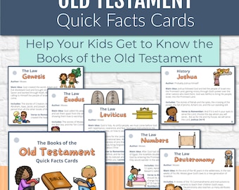 Old Testament Books of the Bible Kids Flash Cards, Bible Verse Learning ...