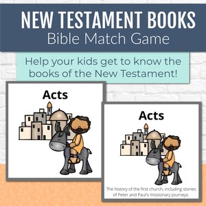 New Testament Bible Matching Game, Bible Elementary Sunday School ...