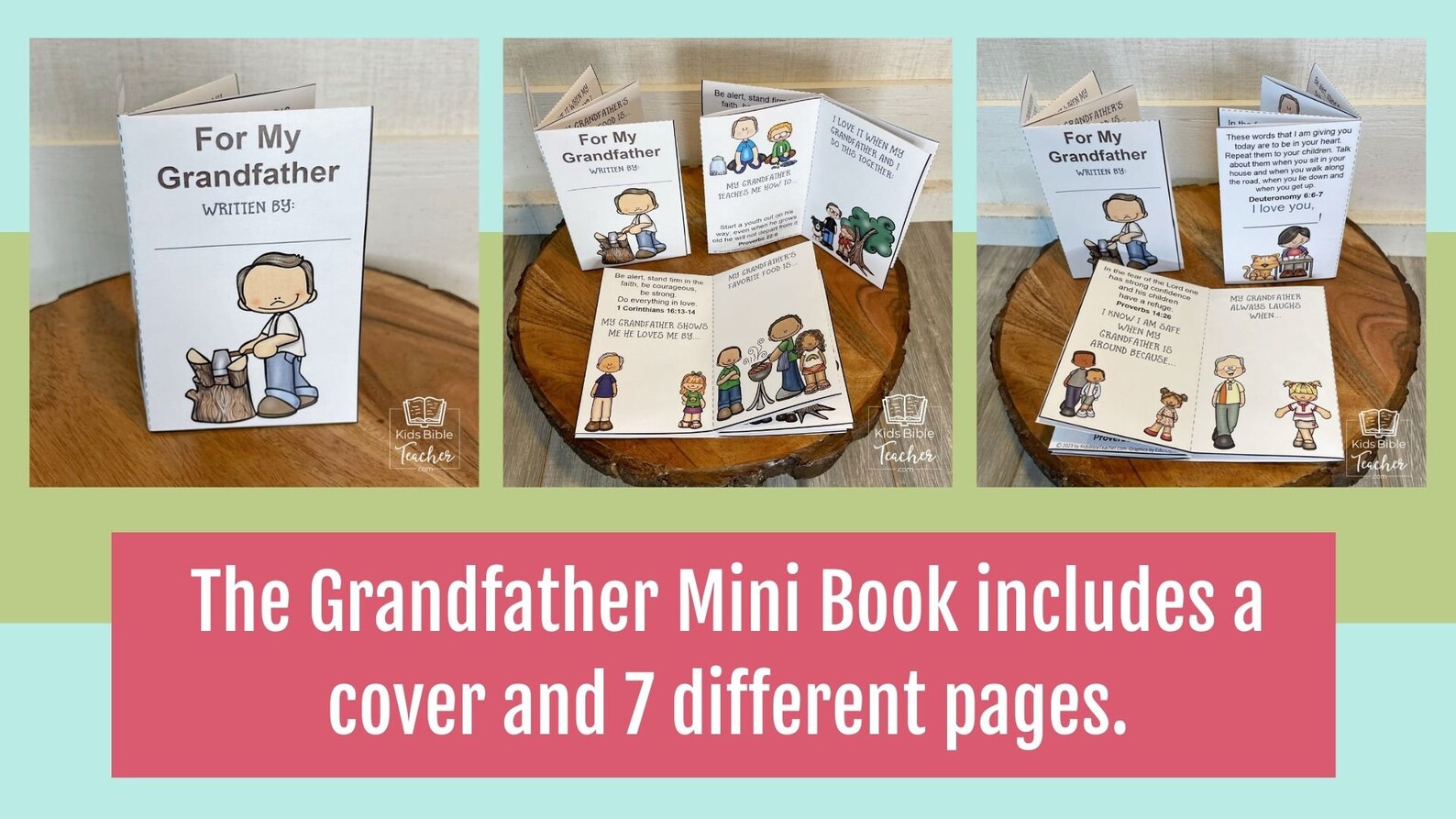 Grandfather Mini Book Craft With Bible Verses, Grandparents Day ...