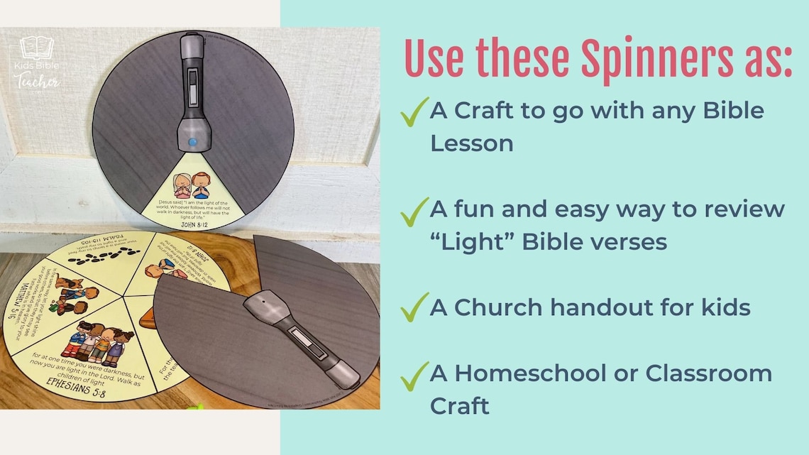 Bible is My Light Spinner Craft for Kids With Bible Verses About Light ...