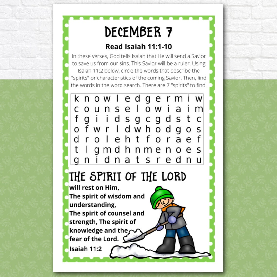 Kid's Advent Bible Study Printable, Children's Christmas Bible Verse ...