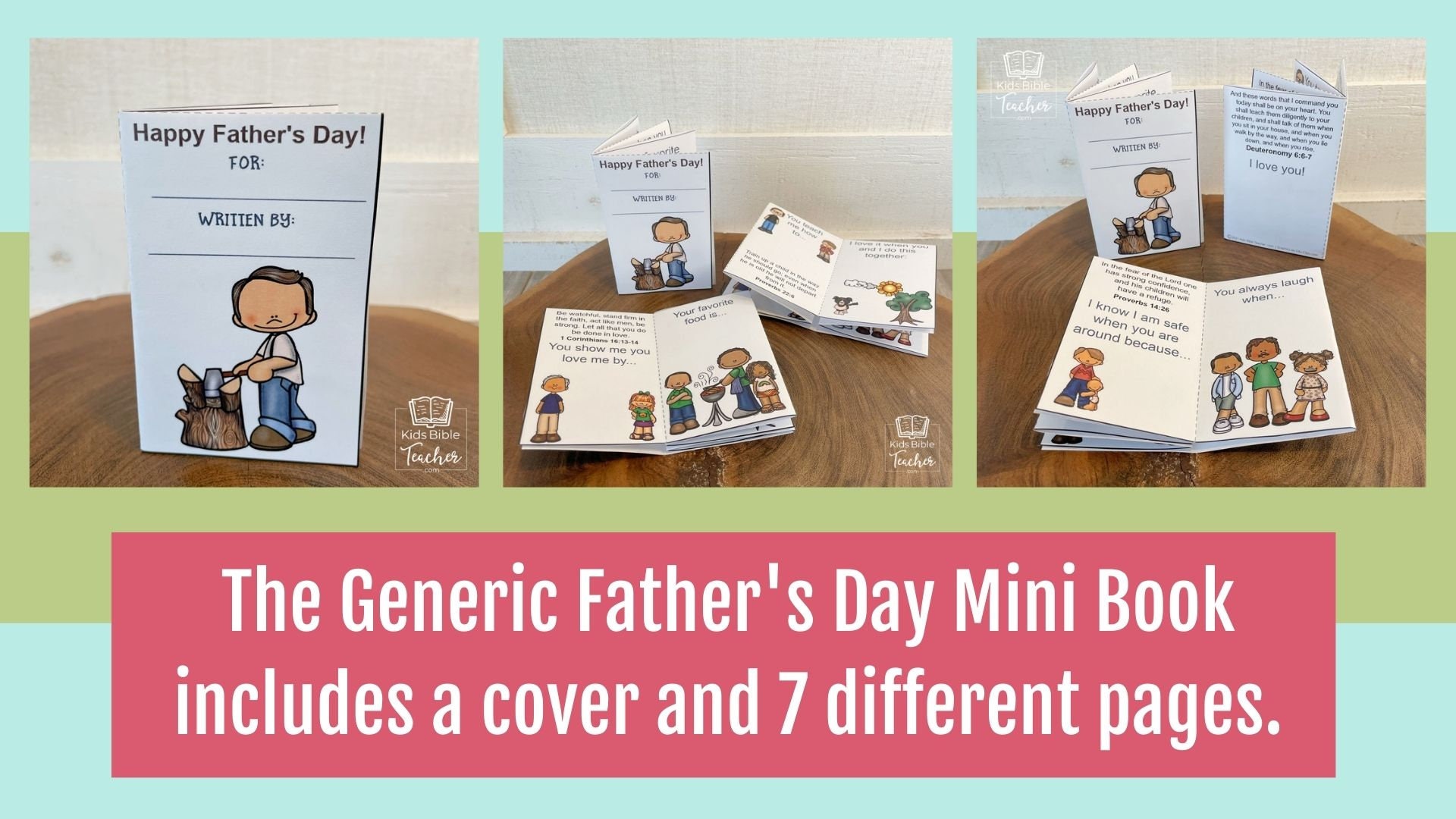 The Father's Day Mini Book Craft With Bible Verses Activity for Kids to ...