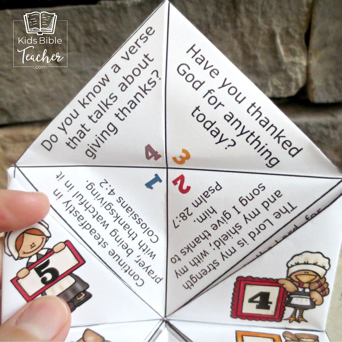Thanksgiving Bible Cootie Catcher Craft Christian Kid Finger Puzzle ...