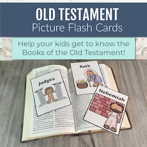 Old Testament Books of the Bible Kids Flash Cards, Bible Verse Learning ...