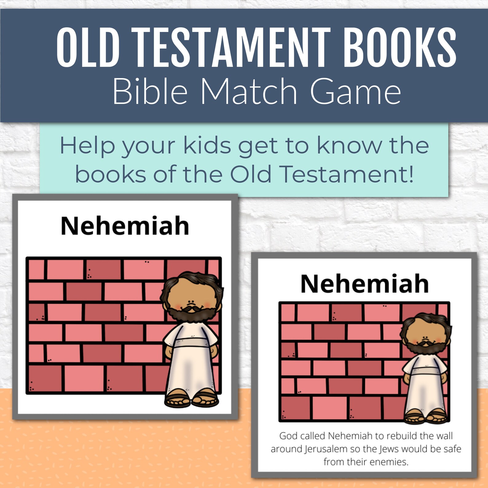 Old Testament Matching Game, Bible Elementary Sunday School Activity ...
