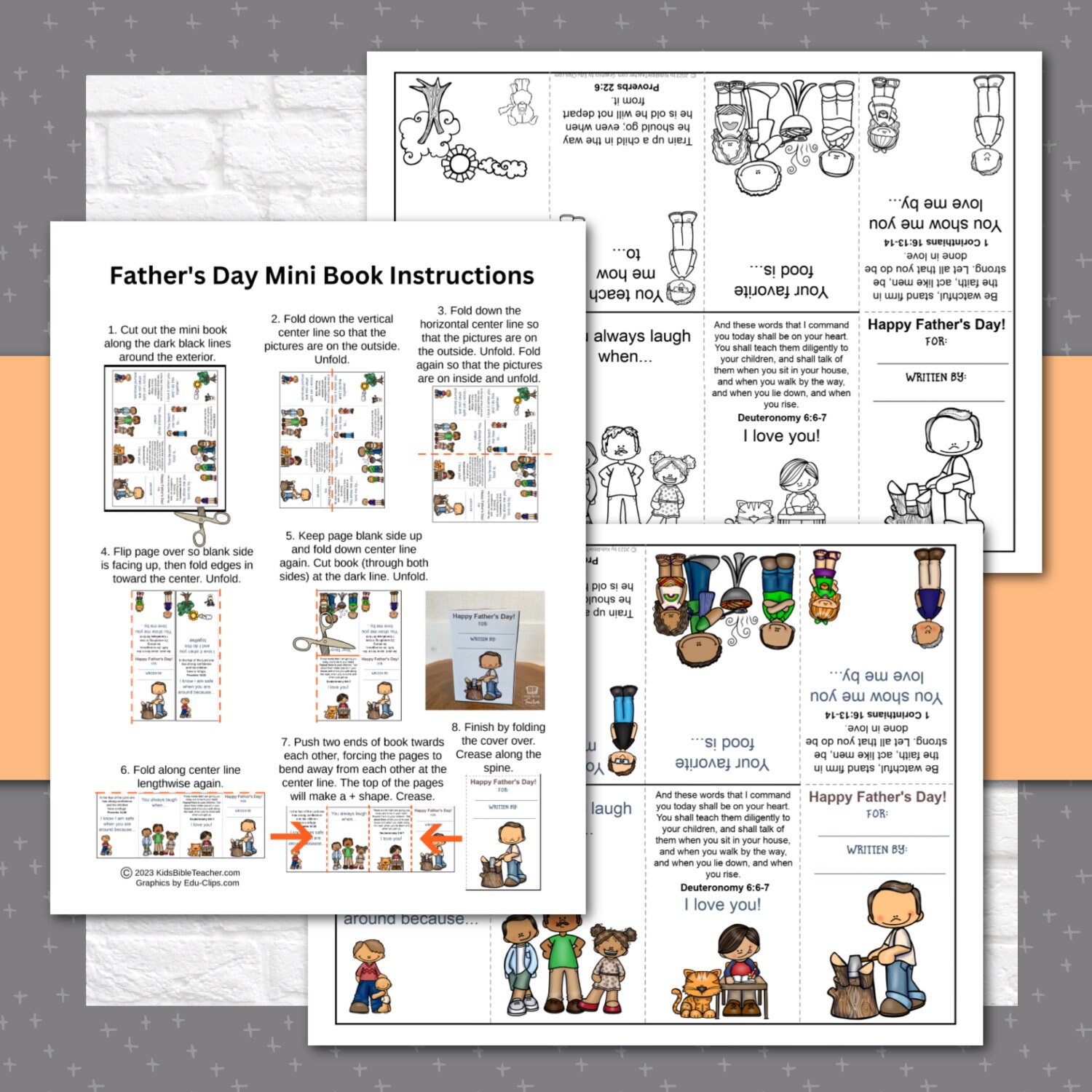 The Father's Day Mini Book Craft With Bible Verses Activity for Kids to ...