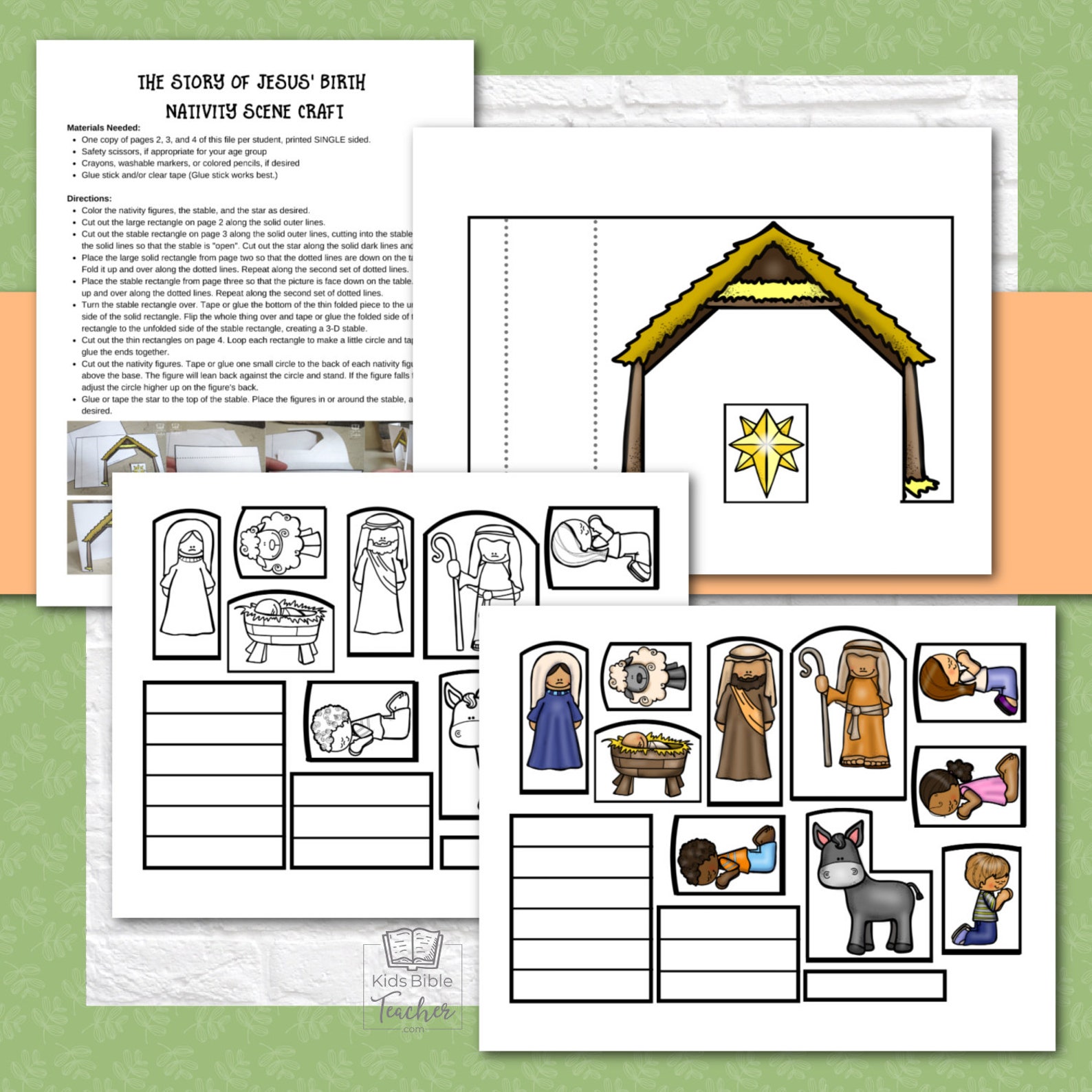 Story of Jesus Birth Sunday School Craft for Kids, Nativity Christmas ...