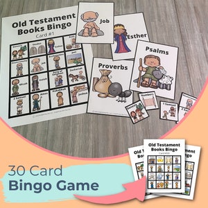 Old Testament Books of the Bible Games, Bible Game for Kids Bingo ...
