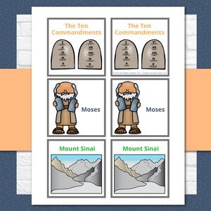 Ten Commandments Matching Game, Bible Elementary Sunday School Activity ...