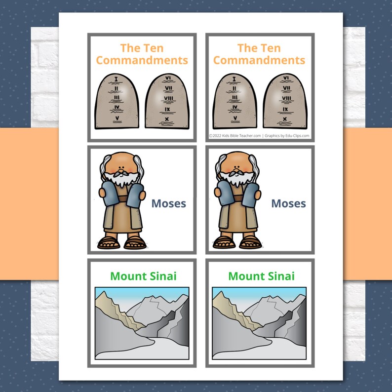 Ten Commandments Matching Game, Bible Elementary Sunday School Activity ...