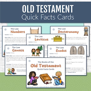 Old Testament Books of the Bible Kids Fact Cards, Bible Verse Learning ...