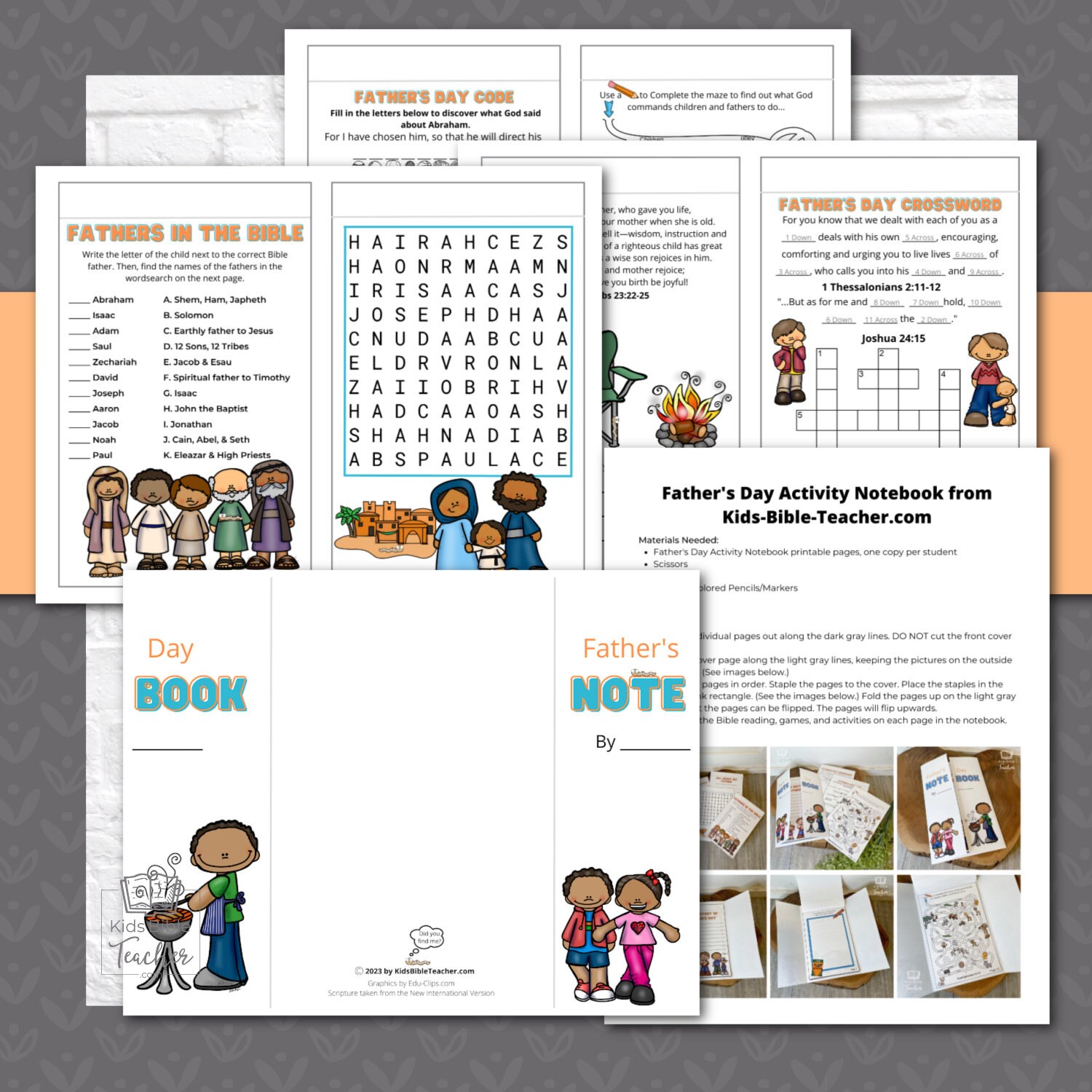 Father's Day Printable Activity Notebook for Kids, Sunday School Bible ...