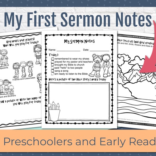 Bible Study Set for Kids Elementary Sermon Notes Church - Etsy