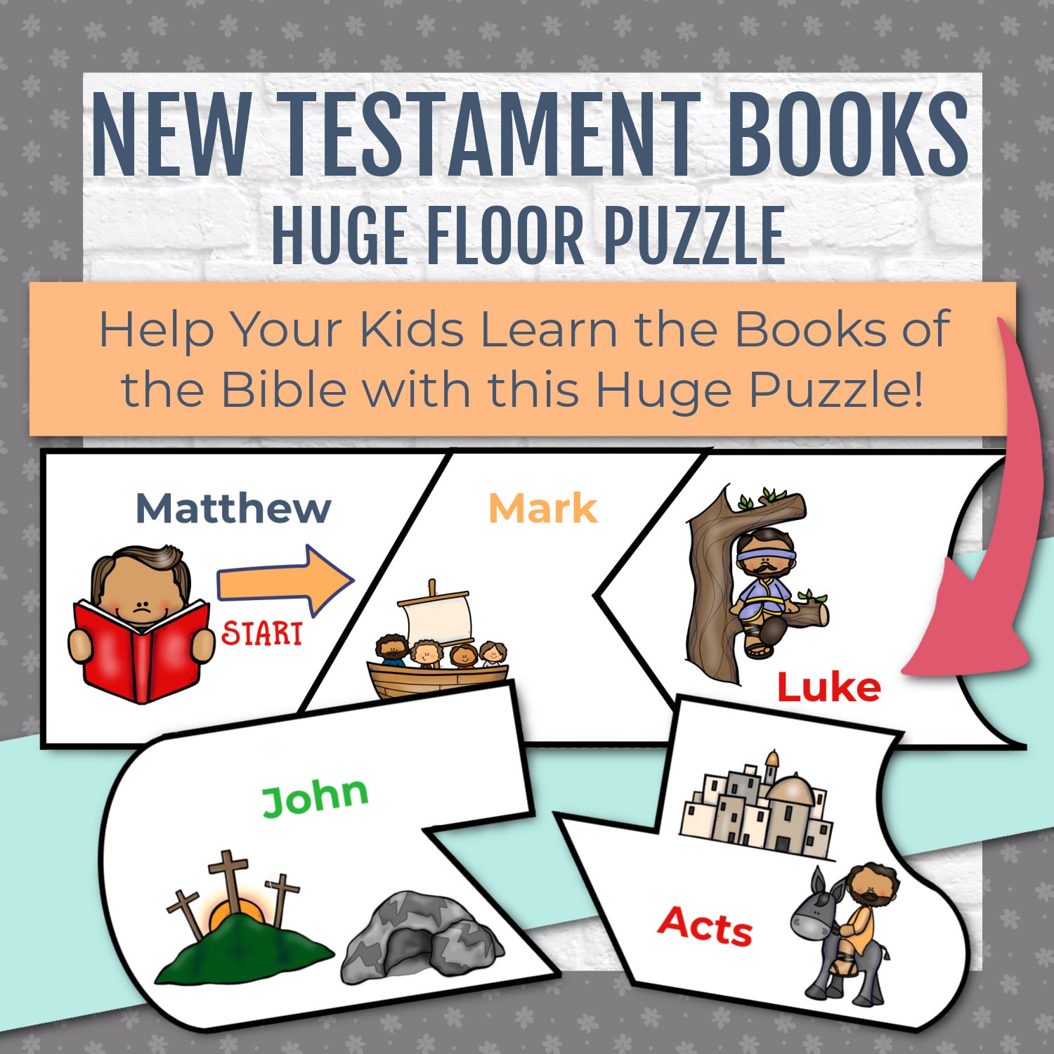 Books of the Bible, Bible Puzzle, New Testament Bible Game for Kids ...