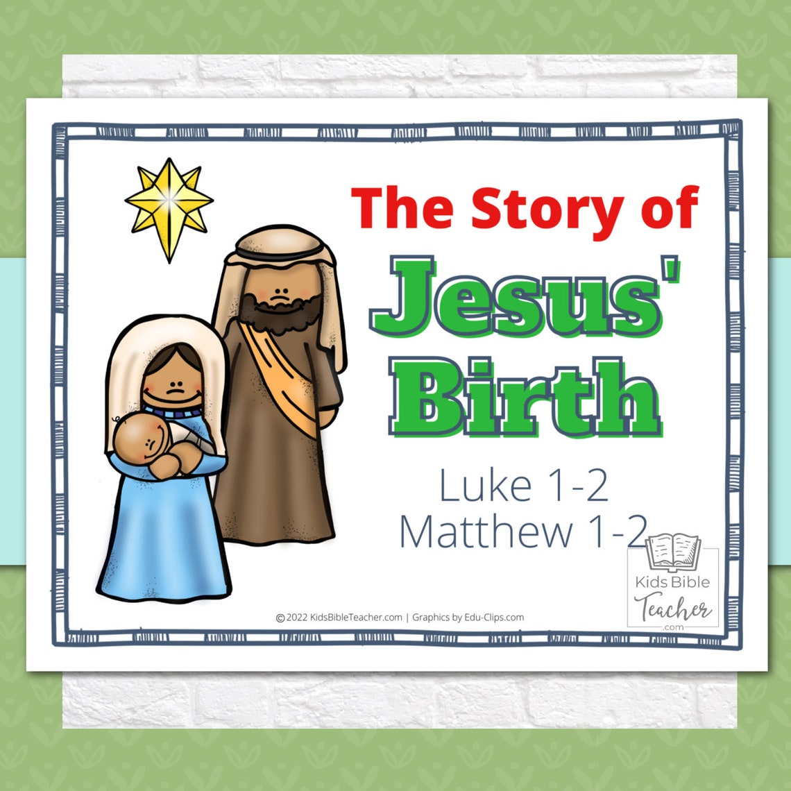 Story of Jesus Birth Posters Teaching Cards, Nativity Christmas Bible ...