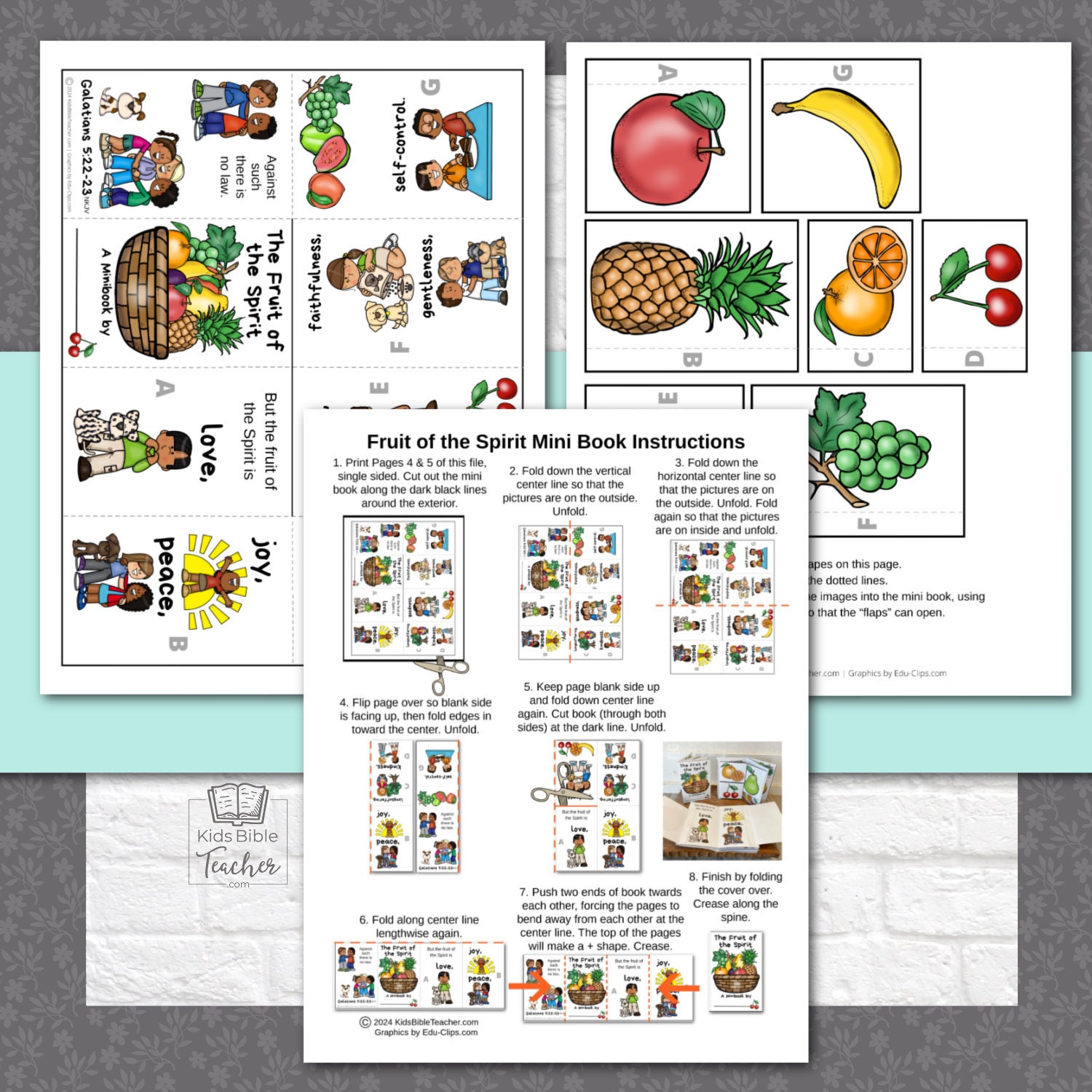 Fruit of the Spirit Mini Book Craft, Bible Craft for Kids, Holy Spirit ...