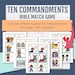 Ten Commandments Matching Game, Bible Elementary Sunday School Activity ...