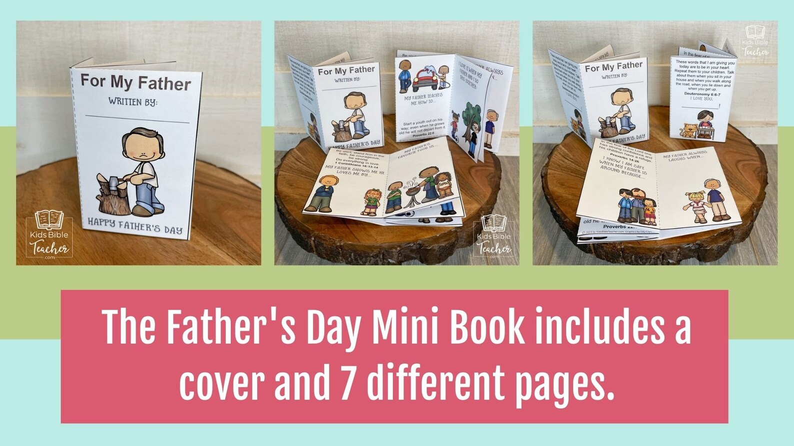 Father's Day Mini Book Craft, Biblical Father's Day Activity, Bible ...