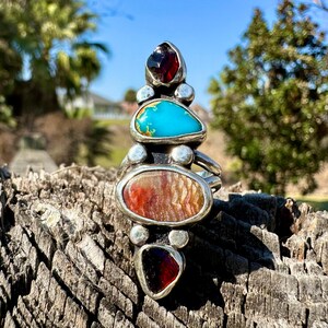 Turquoise, Petrified Palm Wood With Natural Rough Faceted Red Orange ...