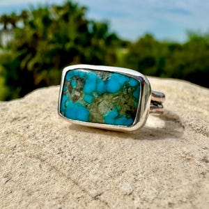 Kingman Turquoise Statement Ring / Natural Turquoise / Southwestern ...