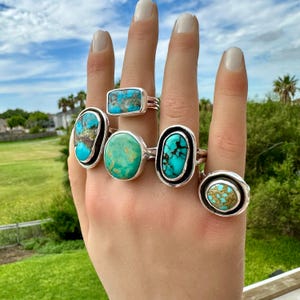 Kingman Turquoise Statement Ring / Natural Turquoise / Southwestern Ring/ Boho Ring / Statement ...