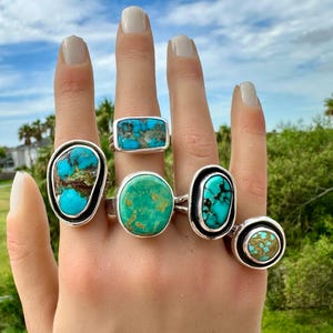 Kingman Turquoise Statement Ring / Natural Turquoise / Southwestern Ring/ Boho Ring / Statement ...