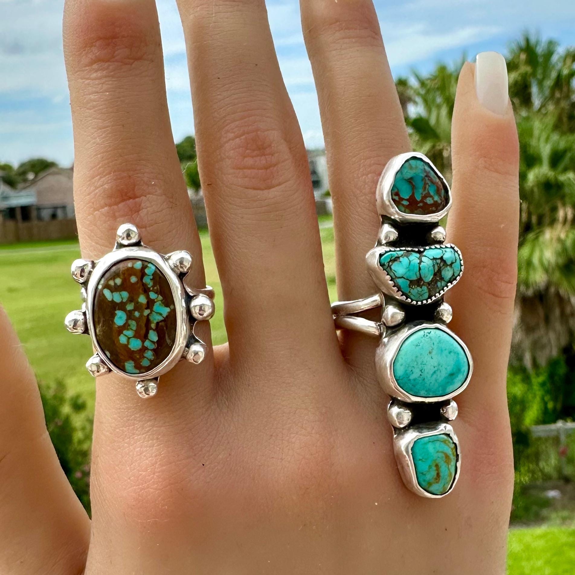 Number 8 Turquoise Statement Ring / Natural Turquoise / Southwestern ...