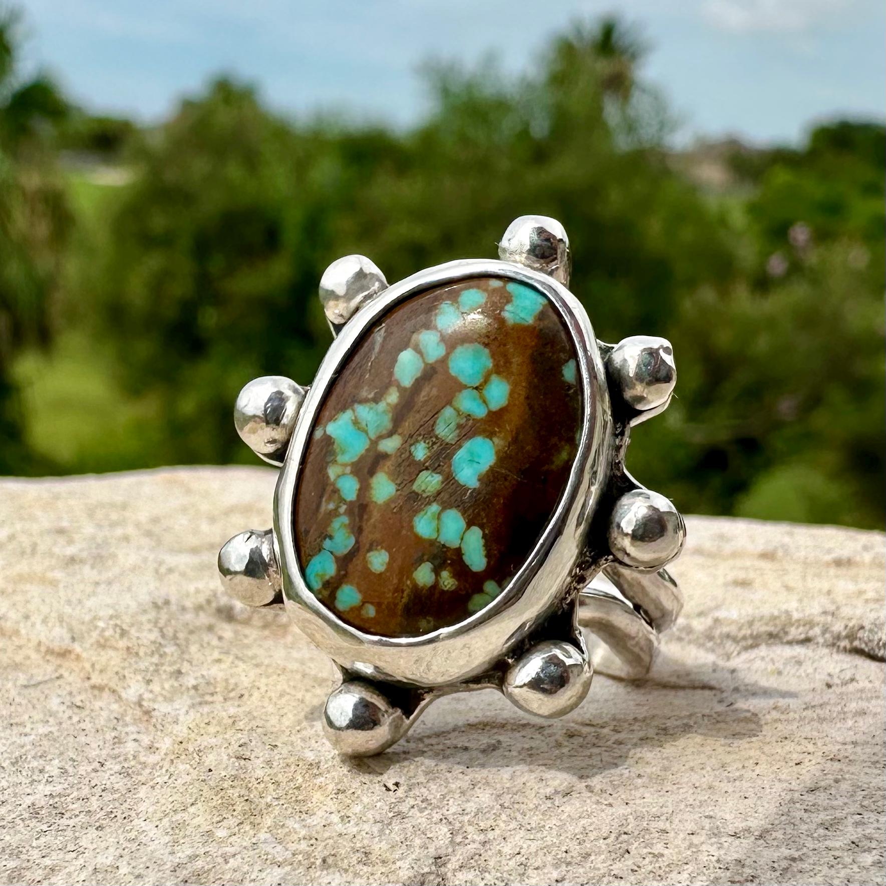 Number 8 Turquoise Statement Ring / Natural Turquoise / Southwestern ...