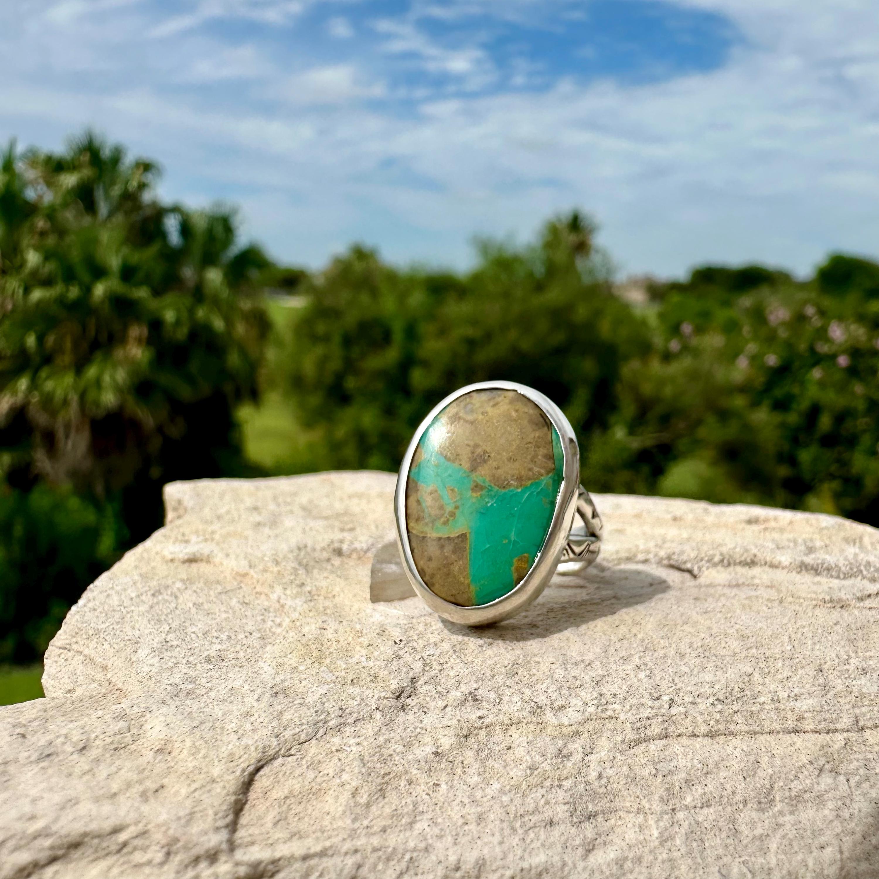 Alacran Turquoise Statement Ring / Natural Turquoise / Southwestern Ring/ Boho Ring / Statement ...