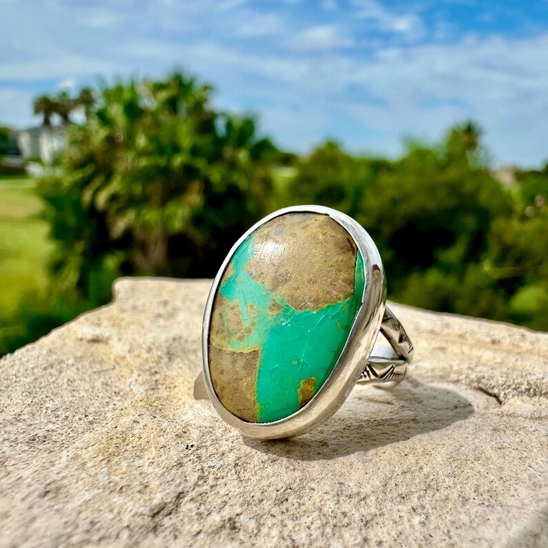 Alacran Turquoise Statement Ring / Natural Turquoise / Southwestern Ring/ Boho Ring / Statement ...