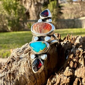 Turquoise, Petrified Palm Wood With Natural Rough Faceted Red Orange ...