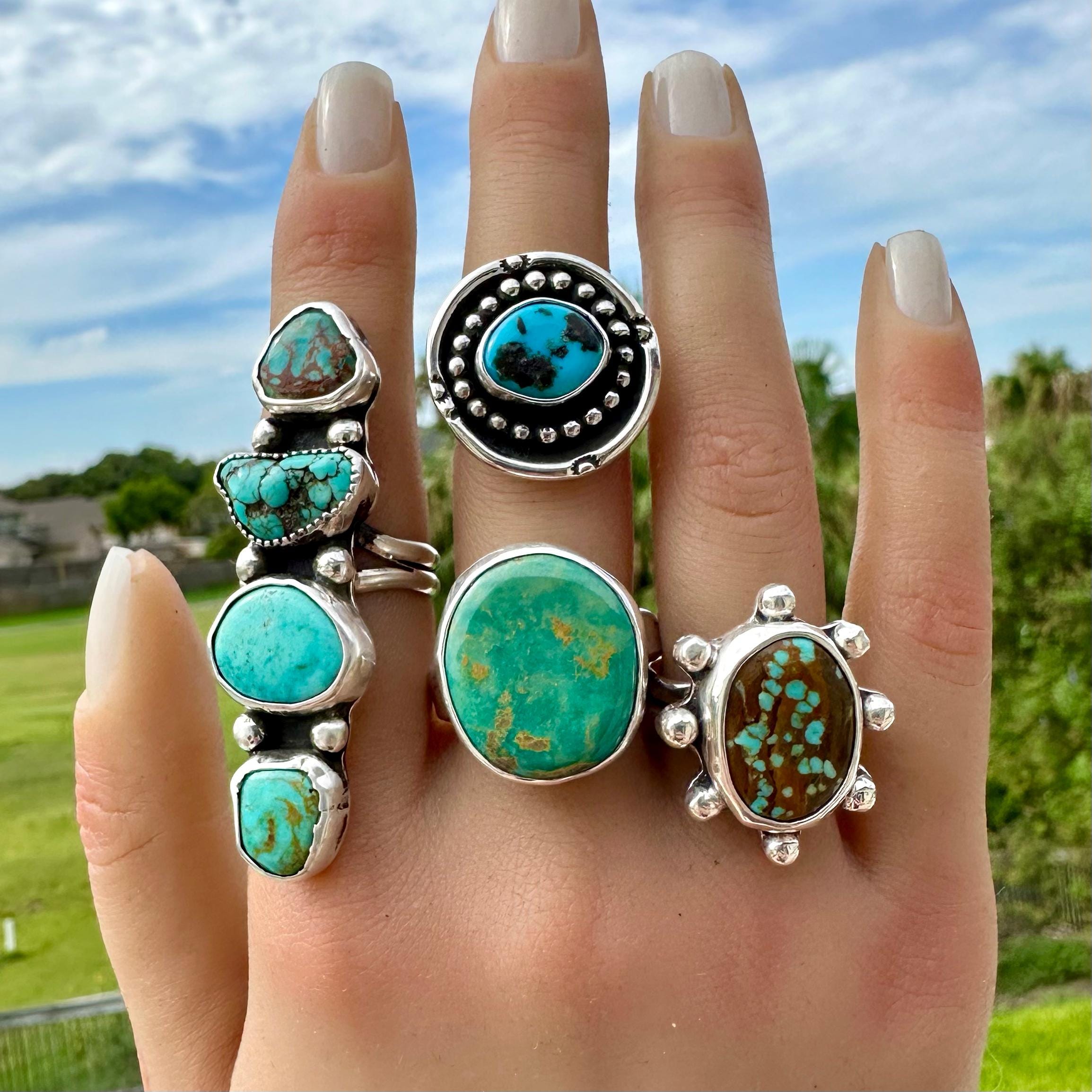 Number 8 Turquoise Statement Ring / Natural Turquoise / Southwestern ...