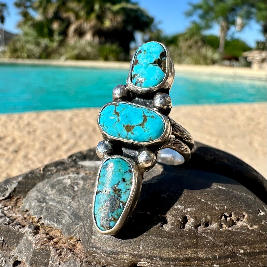 Turquoise Statement Ring / Sleeping Beauty Turquoise With Pyrite / Southwestern Ring/ Boho Ring ...
