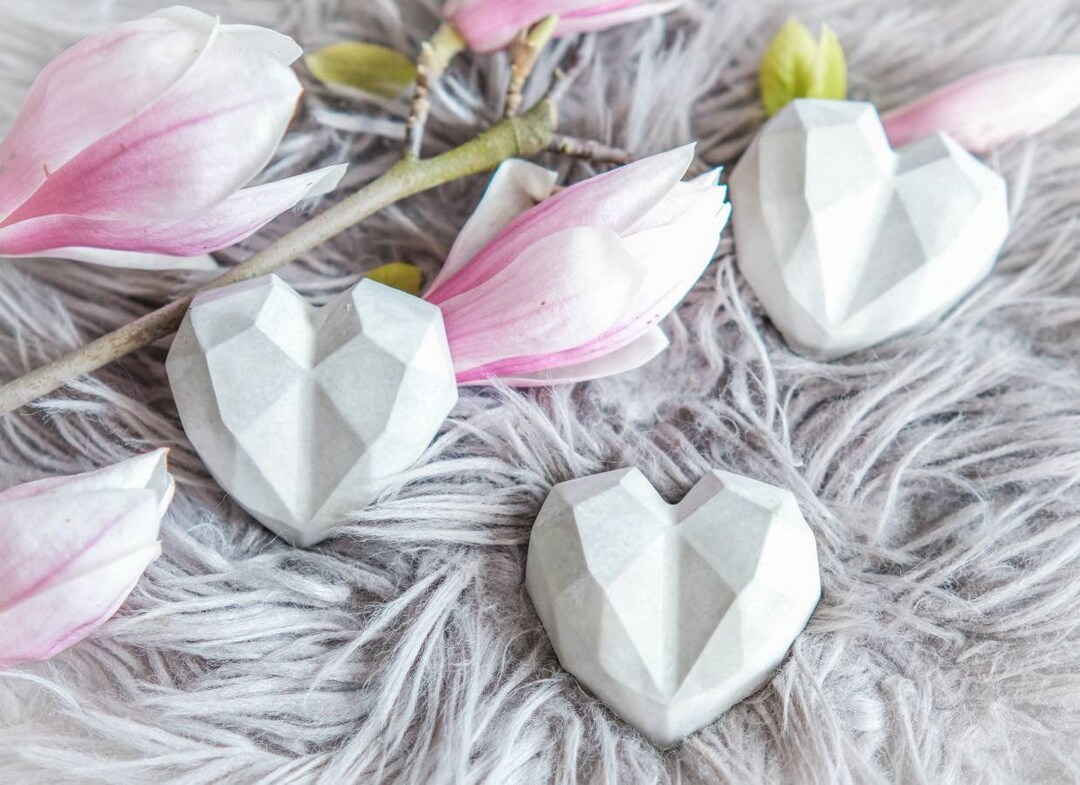 3x Origami Concrete Heart Hearts for Decoration or Guest Gift ...