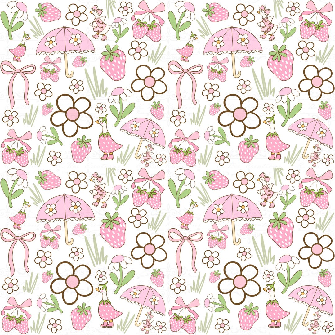 Pink Strawberry Goose Seamless PNG for Sublimation, Funny Goose on the ...