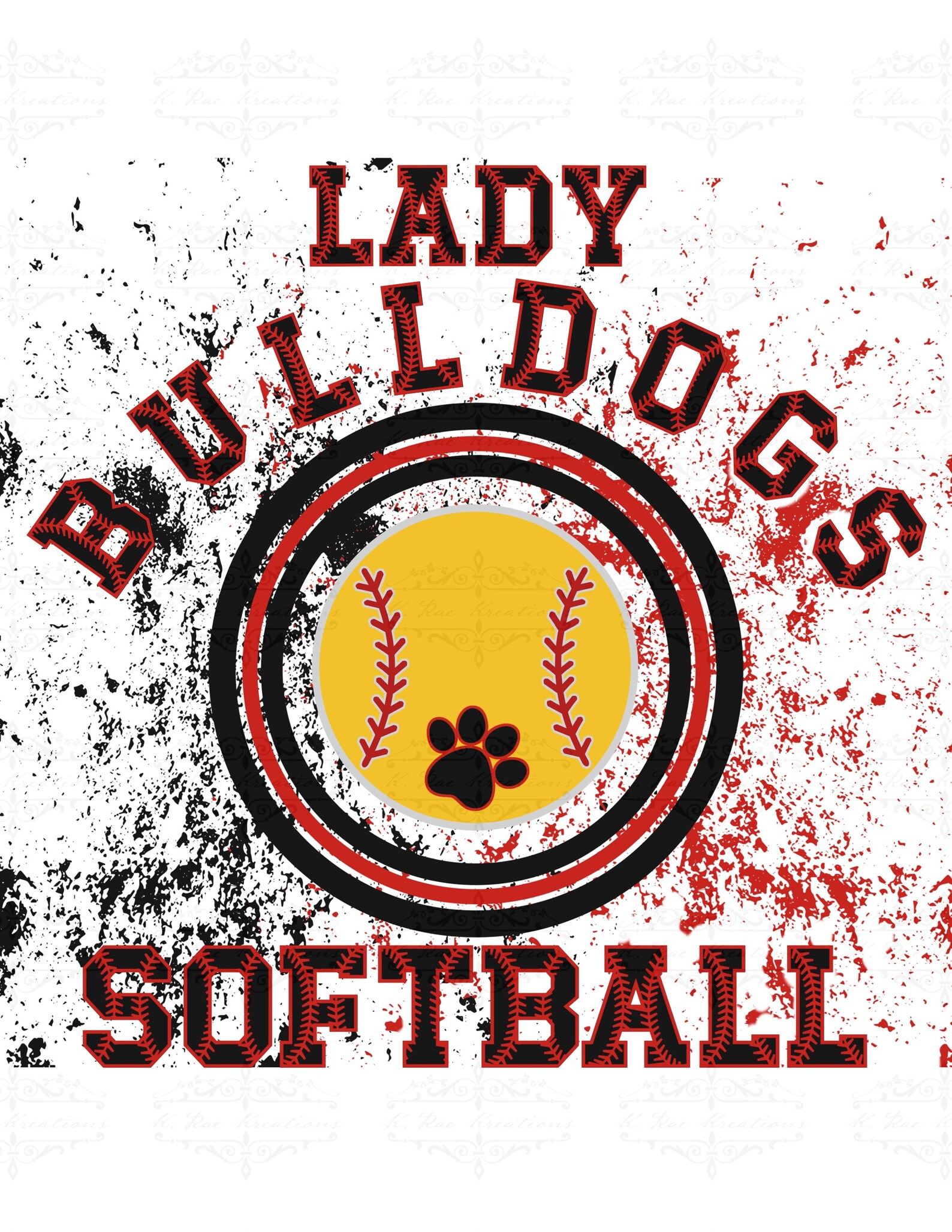 Lady Bulldogs Softball PNG: Red and Black School Spirit (digital ...