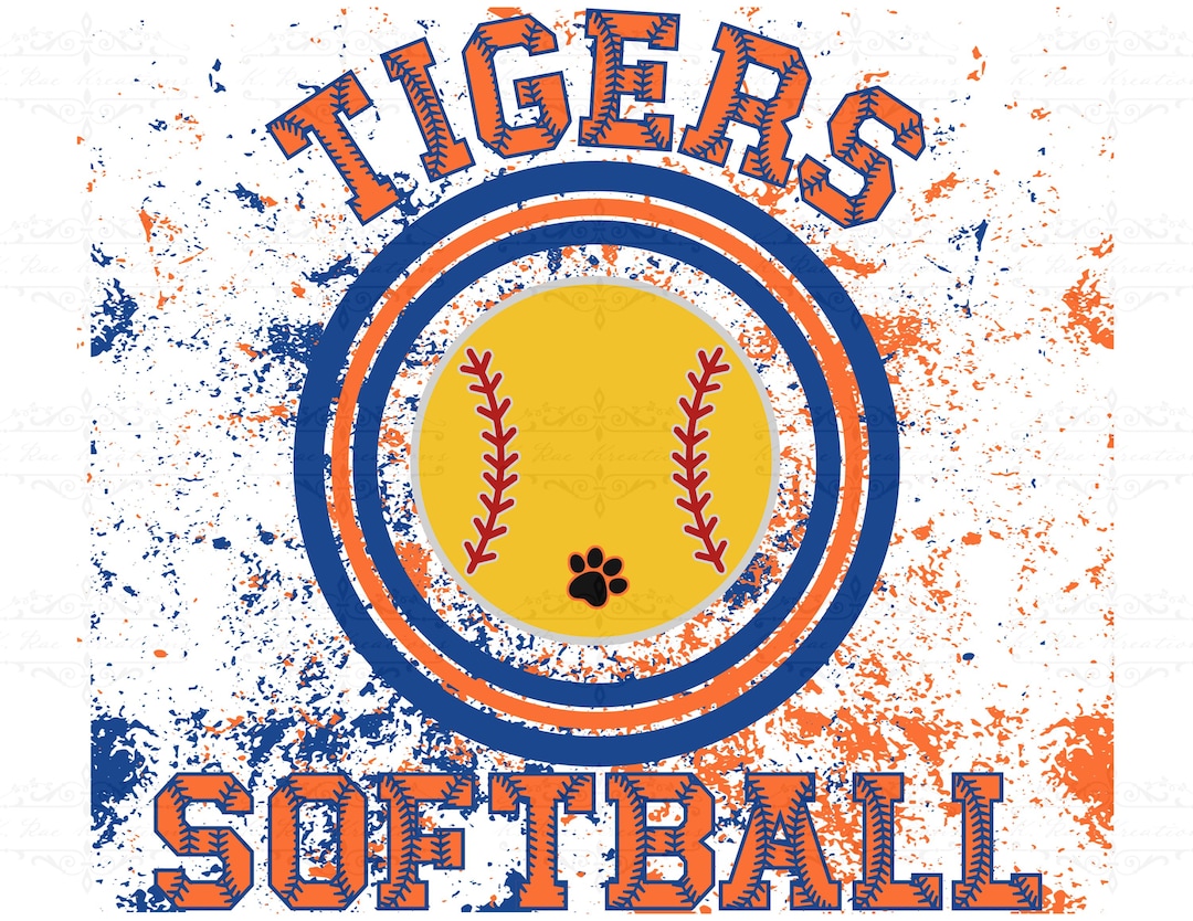 Tigers Softball PNG: Blue & Orange Spirit Wear Design (digital Download ...