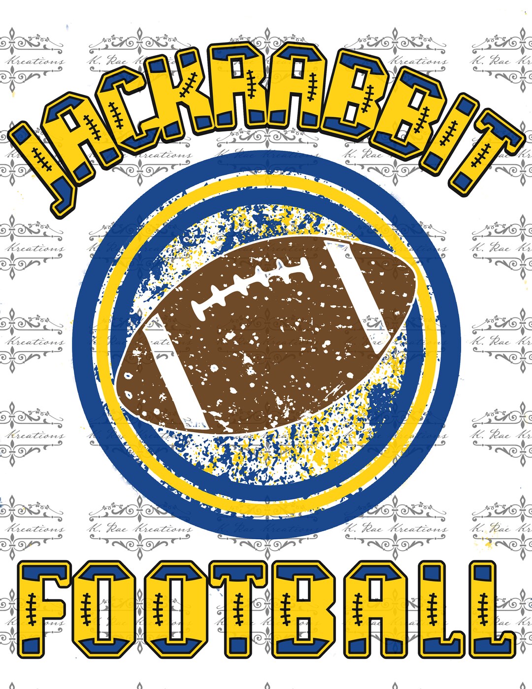 Jackrabbit Football PNG for Sublimation, Blue and Yellow Digital ...