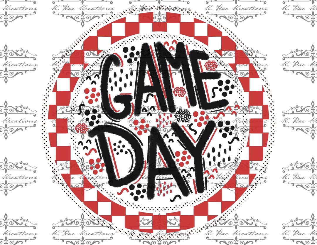 Game Day PNG for Sublimation, Black and Red Game Day Digital Download ...