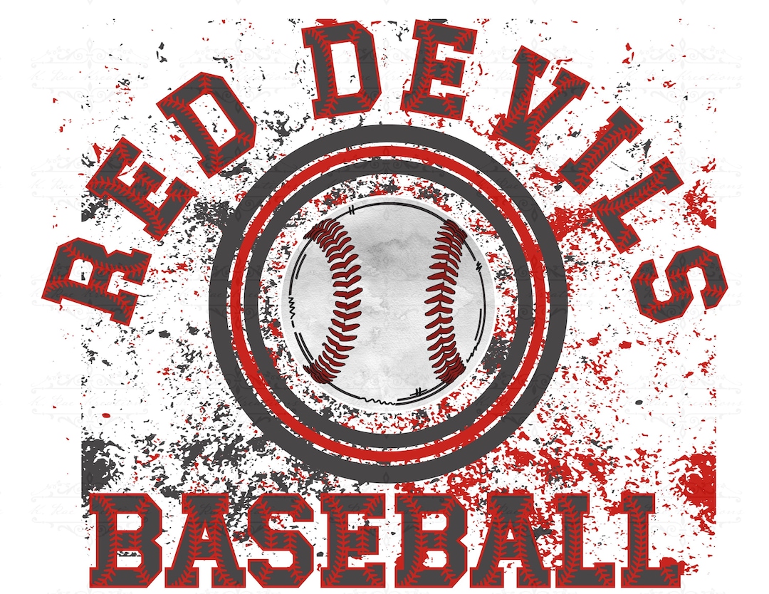 Red Devils Baseball PNG for Sublimation, Charcoal Gray and Red Baseball ...