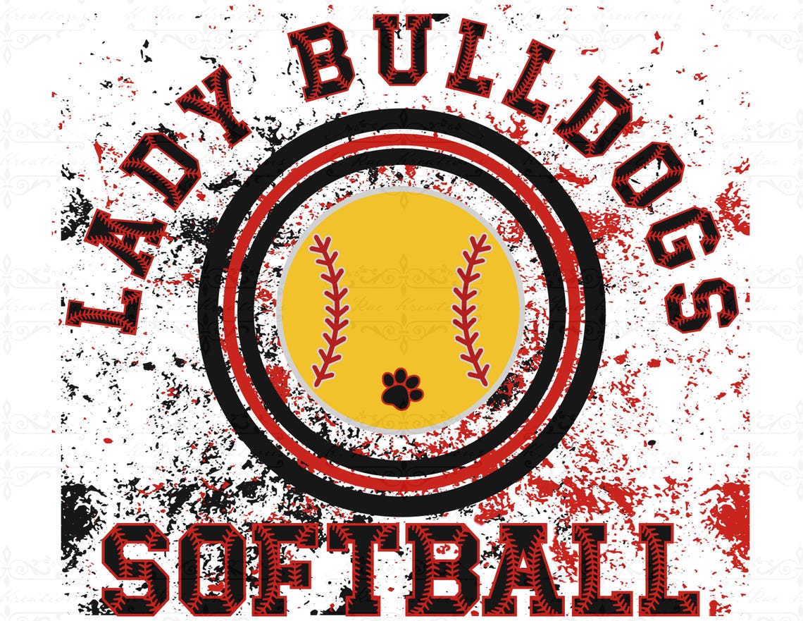 Lady Bulldogs Softball PNG: Red and Black School Spirit (digital ...