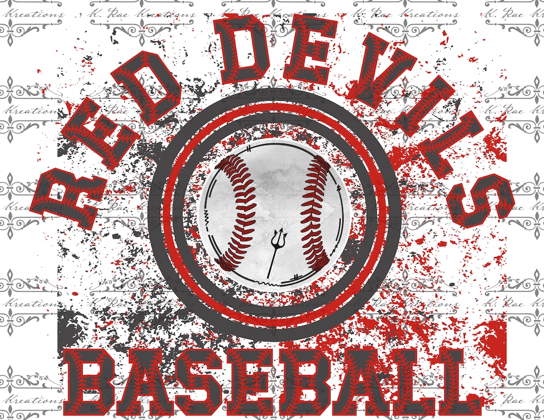 Red Devils Baseball PNG for Sublimation, Charcoal Gray and Red Baseball Digital Download ...