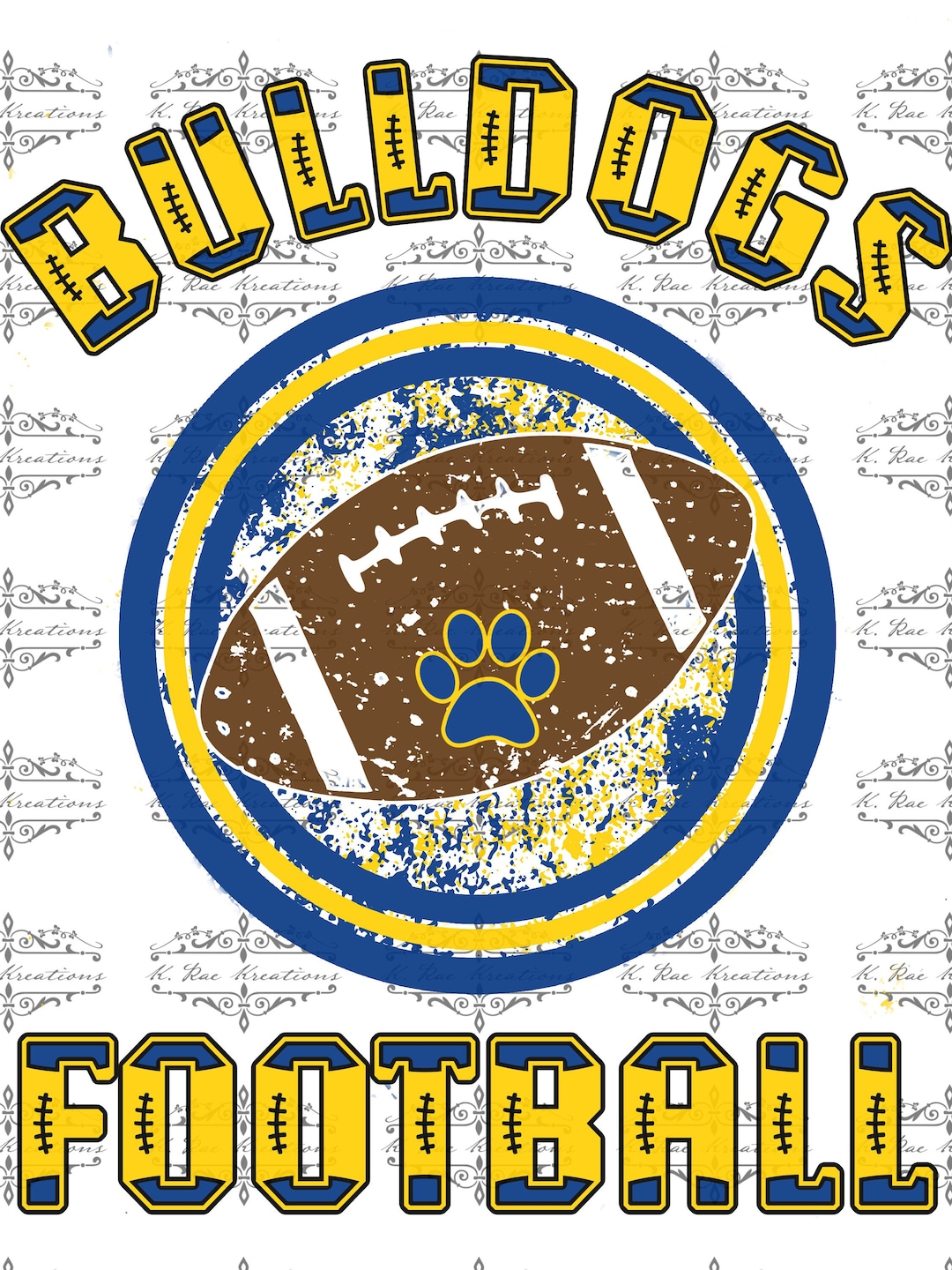 Bulldogs Football PNG: Blue & Yellow Digital Design (digital Download ...
