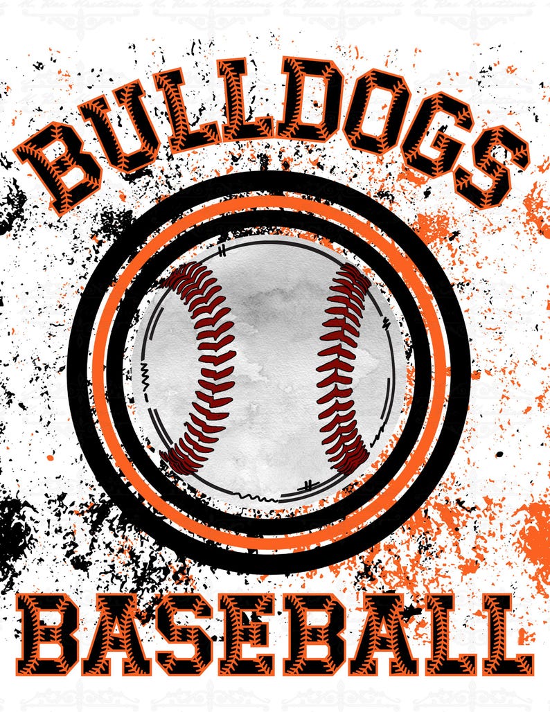 Bulldogs Baseball PNG: Orange and Black Spirit Wear (digital Download ...