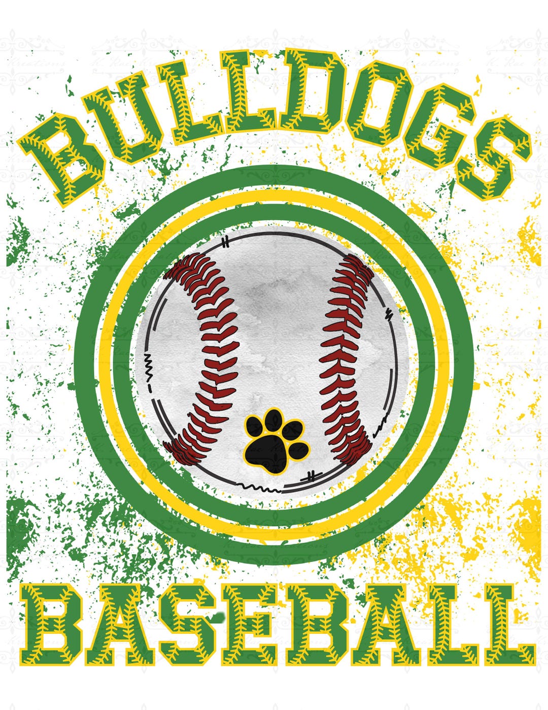 Bulldogs Baseball PNG for Sublimation, Green and Yellow Bulldogs ...