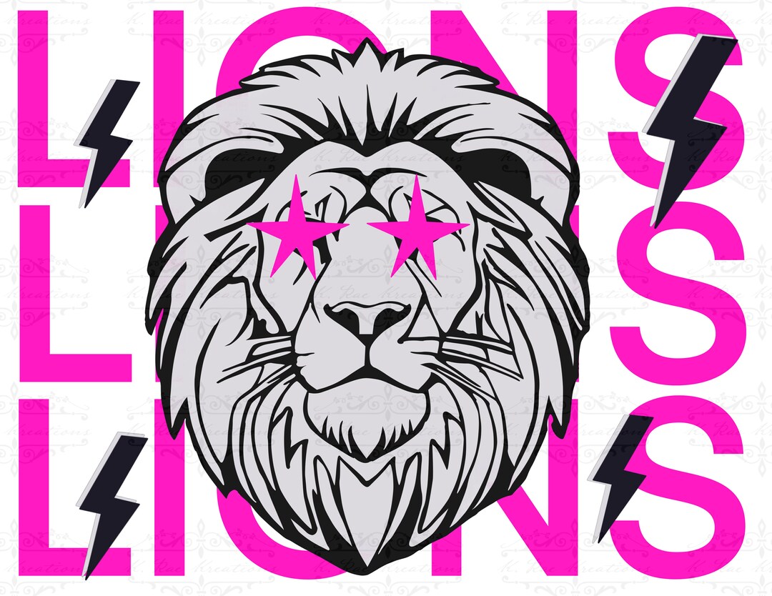 Lions Pink Preppy Mascot PNG for Sublimation, Lions Digital Download ...