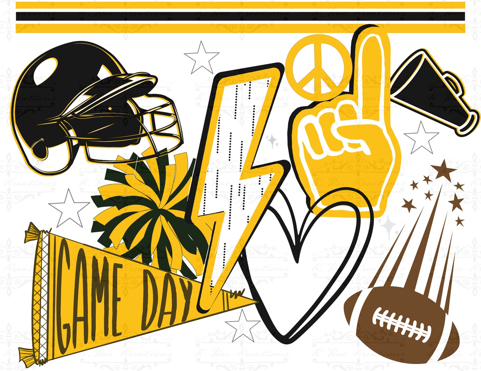 Black and Yellow Football Pride PNG: Game Day Design (digital Download ...