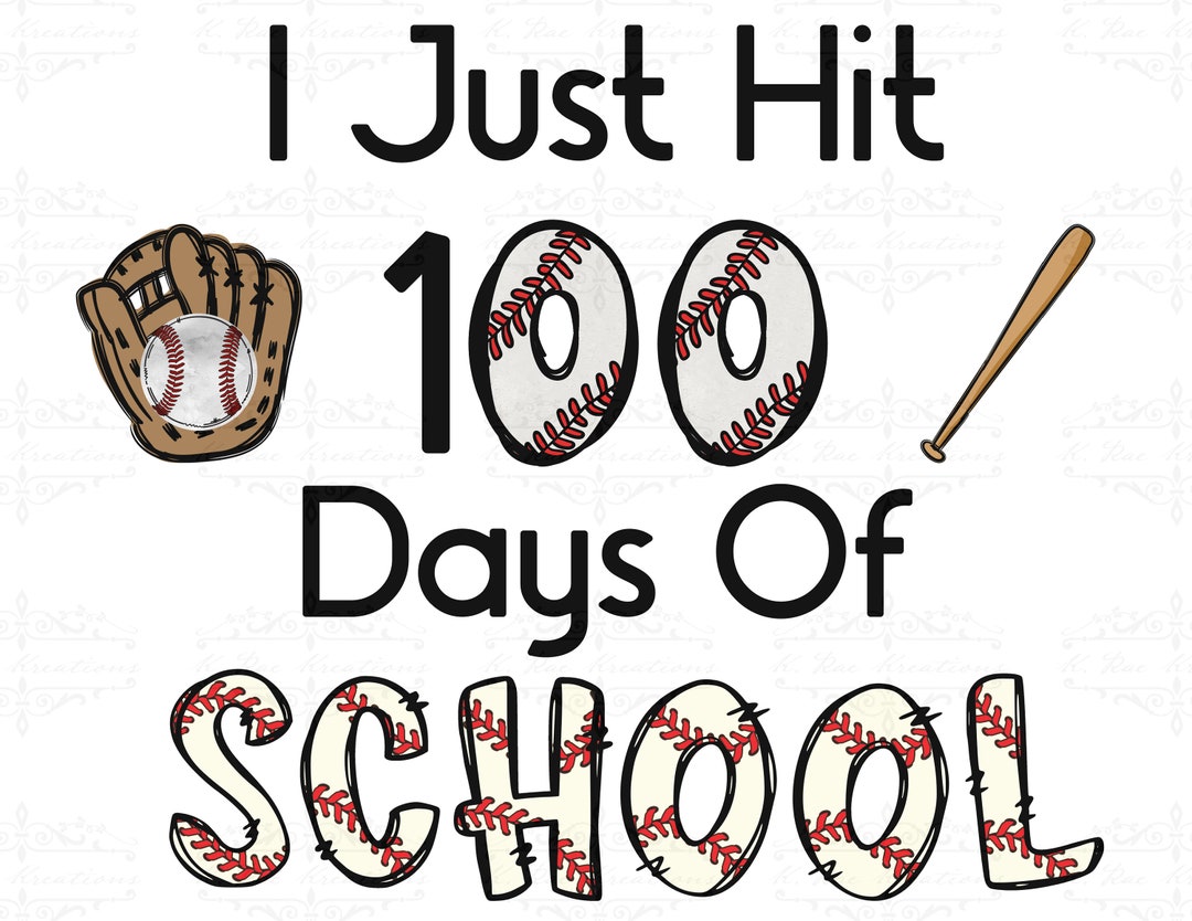 100 Days of School Baseball PNG - Sublimation Design (digital Download ...